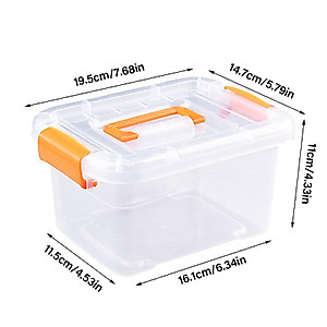 Lotpken Heavy Duty Plastic Storage Bin with Latching Buckles Clear Container Box with Portable Handle Ideal for Home and Office Use (S 20.5x7.5x3cm / 8.1x3.0x1.2in)