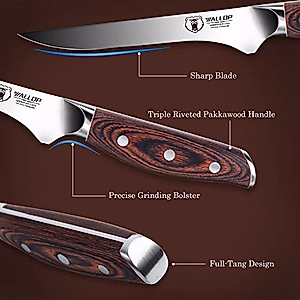 WALLOP Boning Knife - 6 inch Flexible Fillet Knife Deboning Knife for Bone, Fish, Poultry, Meat Slicing Knife- German HC Stainless Steel with Full Tang Pakkawood Handle - Jane Series with Gift Box