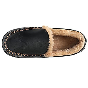 ULTRAIDEAS Men's Venetian Slipper Indoor/Outdoor House Shoe with Memory Foam Comfort (Black/Ink, Size 10)