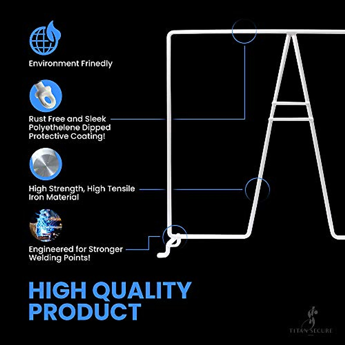 TitanSecure 4 Pack *** New Extra Wide 16 Inch Length*** White Wire Shelf Dividers for Closets - Best Closet Organizer Takes Seconds to Install (ONLY FITS 16 INCH Shelving)