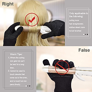 IKOCO Heat Gloves for Hair Styling, Heat Resistant Silicone Mat Pouch and 2Pcs Heat Proof Gloves Mitts for Flat Iron, Curling Iron, Straightener（Black&Grey）