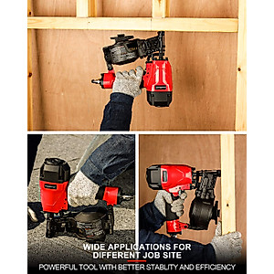 PowerSmart Roofing Nailer, 15 Degree Roofing Nail Gun with Safety Goggles, 3/4-Inch to 1-3/4-Inch Coil Nails, 120 PCS Load Capacity Coil Nailer Kit with 240 PCS Nails