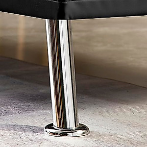 Anwick Modern Leather Futon Sofa Bed,Convertible Folding Couch Recliner Sleeper Loveseat for Small Space,Apartment,Office,Dorm,with Cup Holders and Removable Armrest (Black-New)