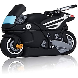 Black Case for Airpods Case,Airpods 2 Case,3D Cartoon Cool Airpod Design Man Boys Kids Shockproof Keychain Protective Soft Silicone Case for Airpods 1 & 2 Charging Case