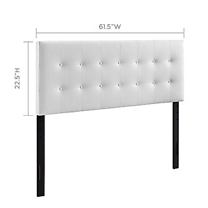 Modway Emily Tufted Button Faux Leather Upholstered Queen Headboard in White