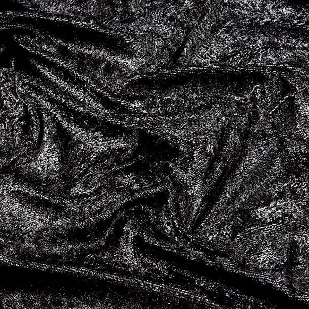 Barcelonetta | Velvet Fabric | Crushed Velvet | Panne Velvet Velour | 96% Velvet, 4% Spandex | 60" Wide | Sewing, Apparel, Decoration (Black, 2 Yards)