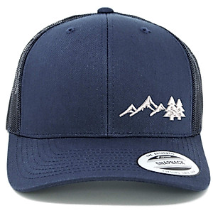 Love Sketches Embroidered Outdoors Mountain Trucker Snapback Cap Mesh Back Men and Women (Navy)