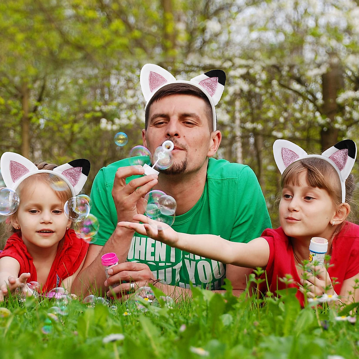 Creatoy Cat Ears Headband Kids dollhouse plush toys Glitter Headbands Toddler Kitty Hairband Doll house Party Supplies Halloween Dress Up Favors