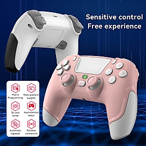 ROTOMOON Wireless Controller Compatible with PS4 Pro/PS4 Slim/PS4 Controller, with Headphone Jack for PS4 Dualshock 4 Game (Pink)