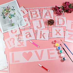 YEAJON 3 Inch Letter Stencils Symbol Numbers Craft Stencils, 66 Pcs Reusable Plastic Alphabet Templates for Painting on Wood, Wall, Fabric, Rock, Glass, Signage