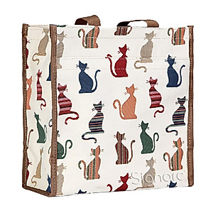 Signare Tapestry Shoulder Bag Shopping Bag for Women with Cheeky Cat Design (SHOP-CHEKY)