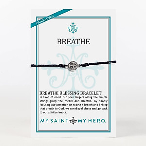 My Saint My Hero Breathe Bracelet - handwoven and includes silver plated benedictine cross medal at the center