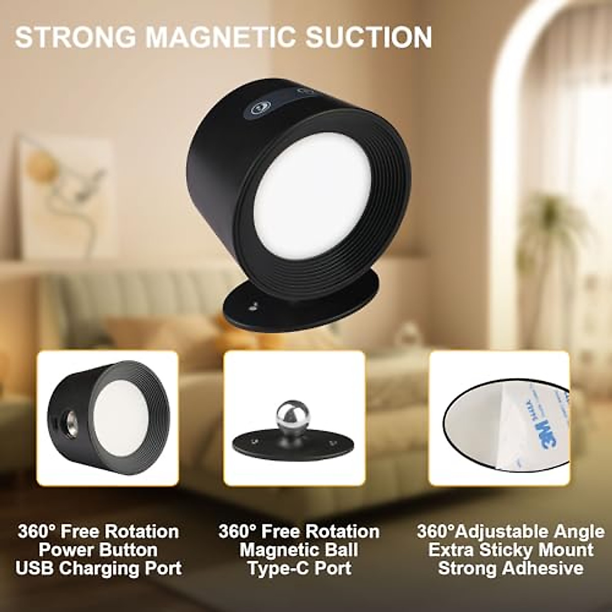 M-Xeotei Wall Lights, Battery Operated Wall Sconce, 3 Color Temperatures and Brightness Dimmable, Touch and Remote Control, Peel and Stick Sconce Lights (2PCS)