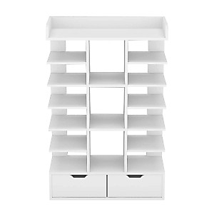 Waktavel Shoe Racks Bench Storage, White Wooden Shoe Storage Bench Organiser for Hallway Entryway (White 4 Tiers)
