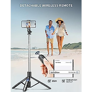 71" Phone Tripod & Selfie Stick, All in One Extendable Cell Phone Tripod with Wireless Remote, Tripod Stand for iPhone & Travel Tripod 360° Rotation Compatible with iPhone Android Phone, Camera