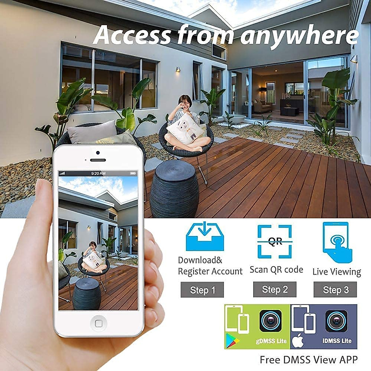 VALUCAM 6MP IP PoE Turret Camera Outdoor - 1/2.7” 0.002 Lux@F1.6 25fps Starlight, IVS Smart Detection Intrusion/Tripwire, Built-in Mic, 164ft IR Night Vision, Support SmartPSS & DMSS
