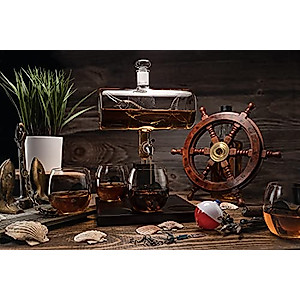 Swordfish & Sailfish Wine &Whiskey Decanter Dispenser and 4 Liquor Glasses - Fishing & Boat Decanter & Glass Set - Fishing Gifts for Men Bourbon & Scotch Decanter for Alcohol - Fisherman Gifts for Dad