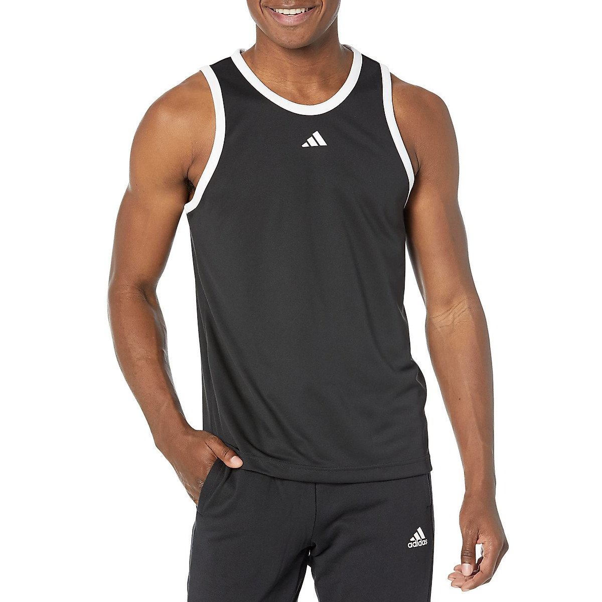 adidas Men's 3-Stripes Tank, Black/White, Small