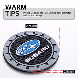 Tinemin Car Cup Coaster, 2PCS Universal Non-Slip Cup Holders, Compatible with Subaru Series Car Cup Holder Coasters，Car Drink Coaster Holder Accessory, Black