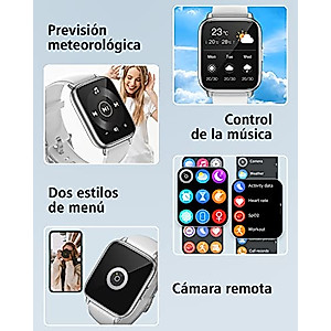 RUIMEN Smart Watch Answer/Make Calls Fitness Watch with Spare Strap Reloj Inteligente 1.7”Full Touch Smartwatchs for Women Men Heart Rate/Sleep Monitor Watch 100+ Sports IP68 Waterproof(Gray)