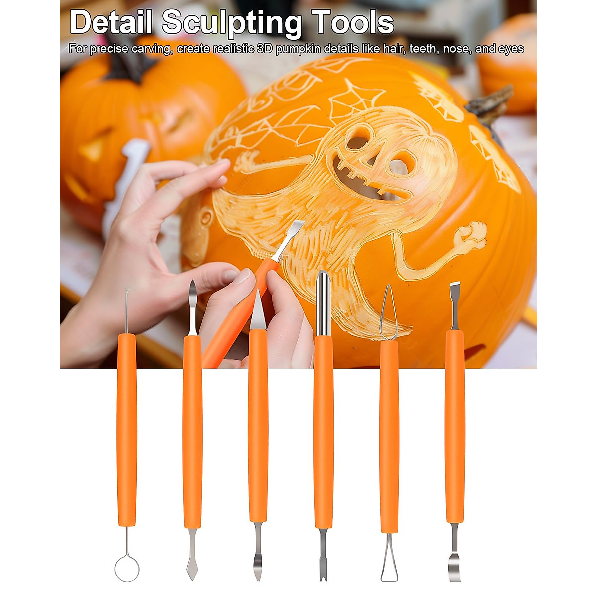 Luditek Halloween Pumpkin Carving Tools, Halloween Jack-O-Lanterns 11 Piece Professional Stainless Steel Pumpkin Carving Kit, Pumpkin Cutting Supplies Tools Kit for Adults Kids