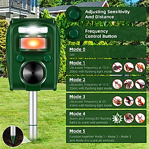 Upgraded Ultrasonic Animal Repeller Outdoor,Deer Repellent Devices Solar Animal Repeller with Motion Sensor & Strobe Light Animal Deterrent to Keep Dog Cat Deer Rabbit Squirrel Raccoon Out of Yard