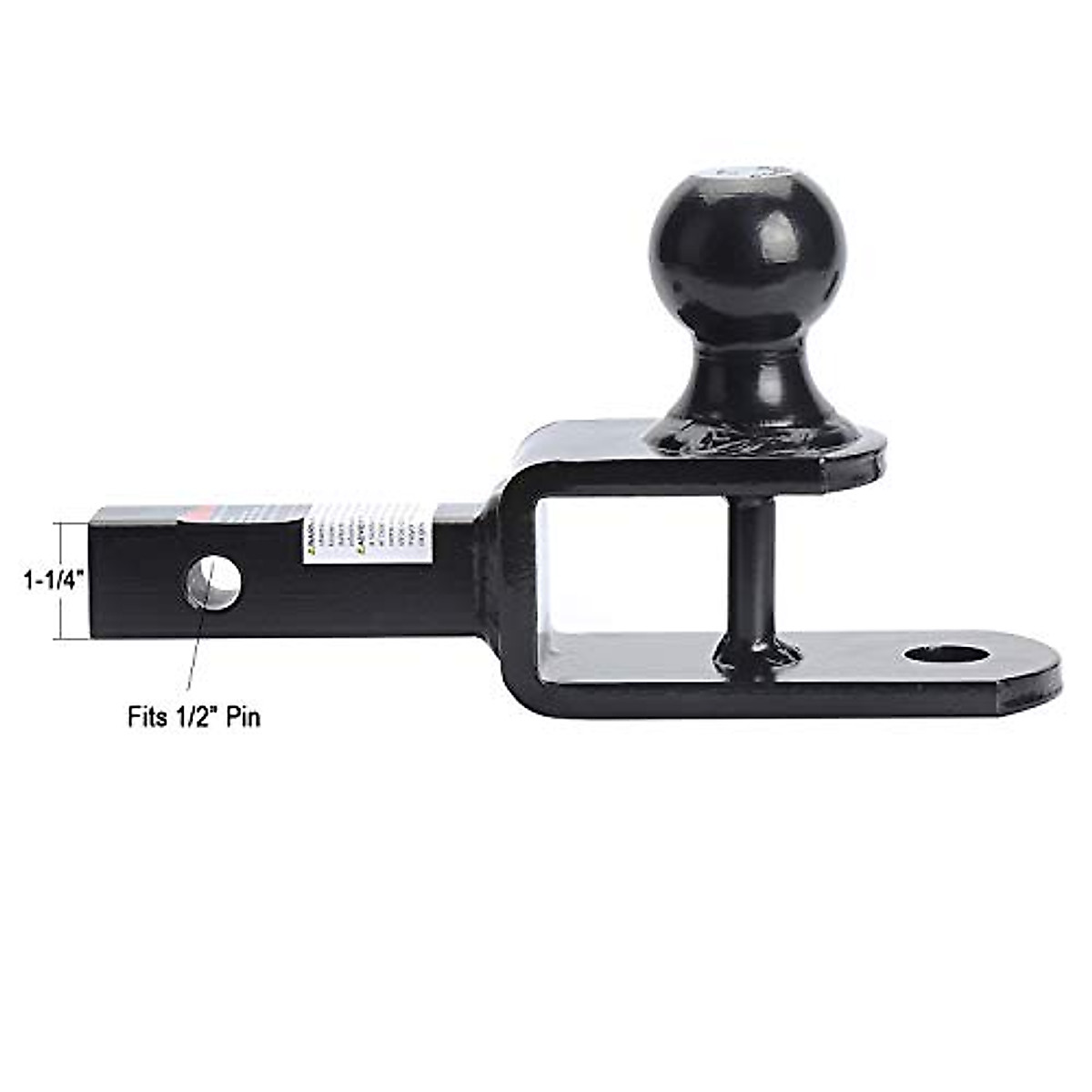 HITOWMFG 3-in-1 ATV Towing Hitch Ball Mount Adapter with 2" Ball,1-1/4 inch Solid Shank