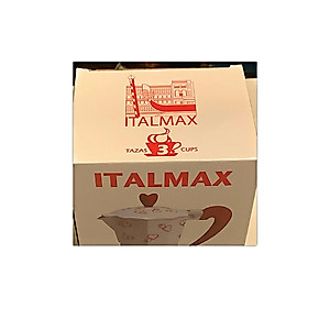 Italmax Heart Pattern Red and White Stove Top 6 Cup Espresso Coffee Maker