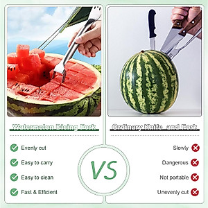 2-in-1 Stainless Steel Watermelon Slicer,Watermelon Fork Slicer Cutter,Portable Dual Head Cube Watermelon Slicer Knife,Fruit Forks Slicer Tool for Family Parties Camping Kitchen Gadget (2PCS)