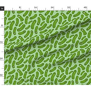 Spoonflower Fabric - Pretty Pickles Pickled Cucumbers Jars Faces Printed on Petal Signature Cotton Fabric Fat Quarter - Sewing Quilting Apparel Crafts Decor