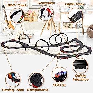 High-Speed Slot Car Race Track Playset, Deluxe Size Car Racing Games for Kids Electric Powered Super Loop Speedway with Two Cars for Dual Racing, Kids Toys for 6 7 8 9 10-16 Years Old Boys Gifts