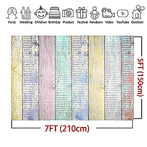 LYWYGG 7x5ft Colorful Rustic Wood Fence Wall Texture Easter Photography Backdrops Paint Child Baby Shower Birthday Party Background CP-146