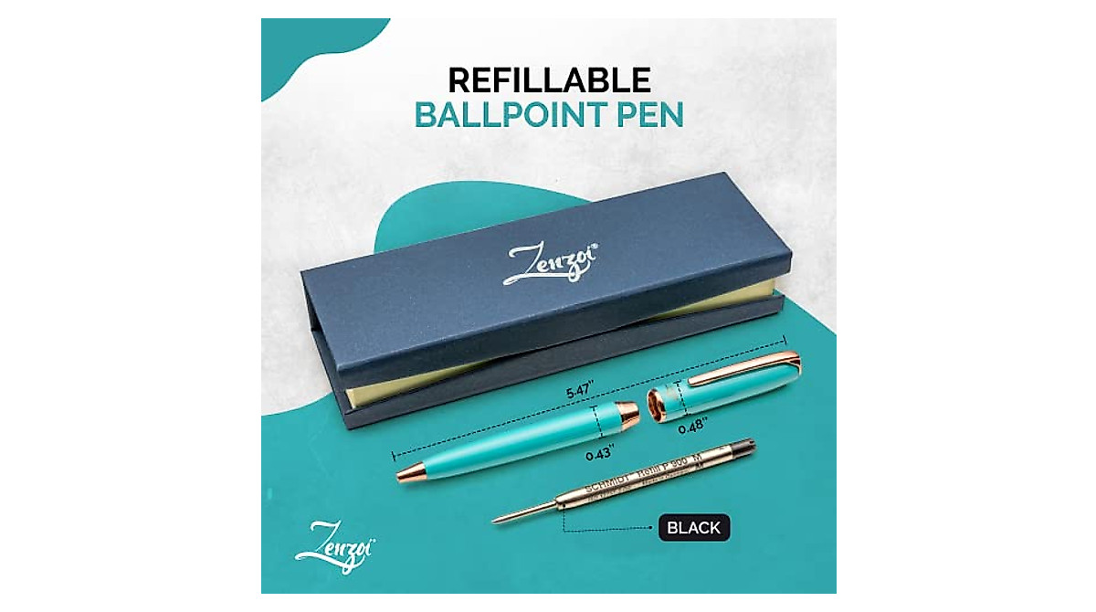 ZenZoi Luxury Turquoise Ballpoint Pen – Elegant Gift & Executive Accessory