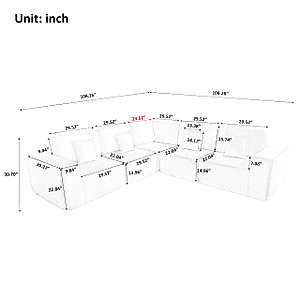 VnndeNest 108''×108'' Modular Sectional Couch, Luxury L-Shaped Sofa Couch, Upholstered Comfy Sherpa Fabric Sectional Sofa Couch, Modern 5 Seater Corner Sofa for Living Room, Apartment, Office, Grey
