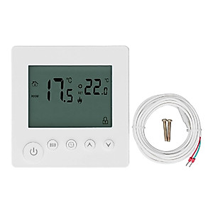 Digital Thermostat, 4500W Intelligent Floor Heating Temperature Control Thermostat with Memory Storage for Home Office Mall, AC 90V-240V, K1H16A (White)