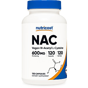 Nutricost N-Acetyl L-Cysteine (NAC) 600mg, 120 Vegetarian Capsules - Non-GMO, Gluten Free, Vegetarian Caps