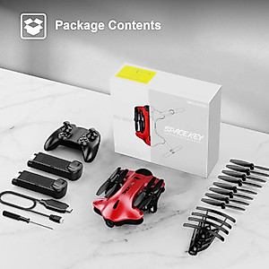 Drone for Kids, Spacekey FPV Wi-Fi Drone with Camera 1080P FHD, Real-time Video Feed, Great Drone for Beginners, Quadcopter Drone with Altitude Hold, One-Key Take-Off, Landing Foldable Arms (Red)