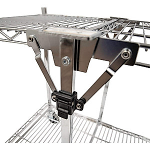 LUXOR WSCC-2 Two-Shelf Collapsible Wire Utility Cart with Wheels, Push Heavy Duty,Holds 200 Pounds and Folds Up for Storage, 37"W x 18.25"D x 30.5"H