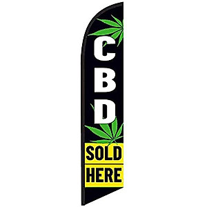 CBD Sold Here Sign, Smoke Shop Advertising Feather Banner Swooper Flags. Replacement Flag Only.
