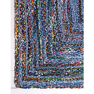 Unique Loom Braided Chindi Collection Casual Modern Blue/Dark Blue Area Rug (9' 0 x 12' 0)