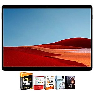 Microsoft MJX-00001 Surface Pro X 13" Touch Tablet SQ1 8GB/128GB Black Bundle with Elite Suite 18 Software (Office Suite Pro, Photo Editor, PDF Editor, PCmover Pro) + 1 YR CPS Protection Pack