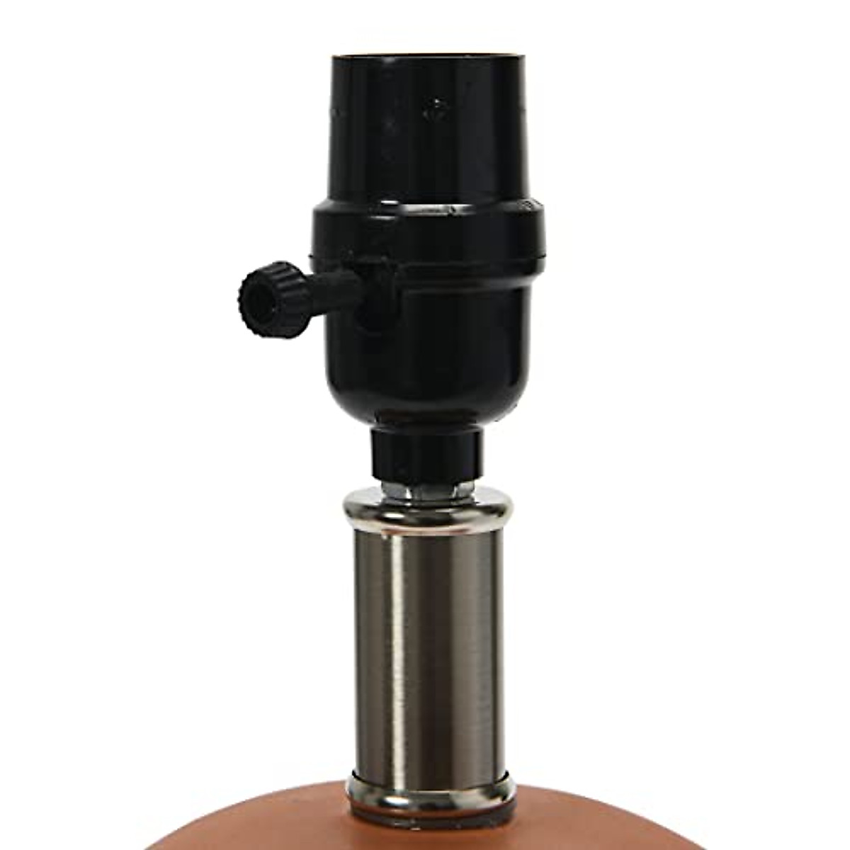 Creative Co-Op Main + Mesa Carved Arch Stoneware Table Lamp with Linen Drum Shade, Terracotta