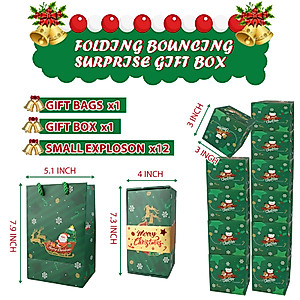 CSMGY Surprise Box Gift Box for Money, Christmas Surprise Gift Box Explosion, Folding Bouncing Gift Box for Christmas Birthday Anniversary, 12 Bounces Boxes (Green)