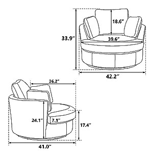 Oversized Swivel Accent Barrel Chair with 3 Pillows,Modern Comfy Upholstered 360 Recliner Sofa Cozy Club Chaise Leisure Round Loveseat Lounge Armchair for Living Room/Bedroom/Hotel/Nursery/Office