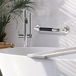 Grab Bars for Shower，2 Pack 16 Inch Anti-Slip Shower Handle with Rubber Grip, Silver Safety Shower Bar, Stainless Steel Handicap Grab Bars for Elderly for Wall (1" Diameter)