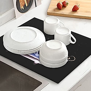 Funny Skull in Bathtub Printed Drying Mat For Kitchen Ultra Absorbent Microfiber Dishes Drainer Mats Non-Slip Silicone Quick Dry Pad - 18 X 16inch