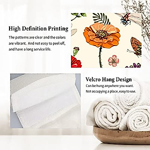 Hotbar Kitchen Towels with Hanging Loop Closure, 18.9"x12.6" Absorbent Soft Hanging Kitchen Towels, Thick Dish Cloth Decorative Hand Towels for Bathroom Kitchen(Flower1,2 Pcs)