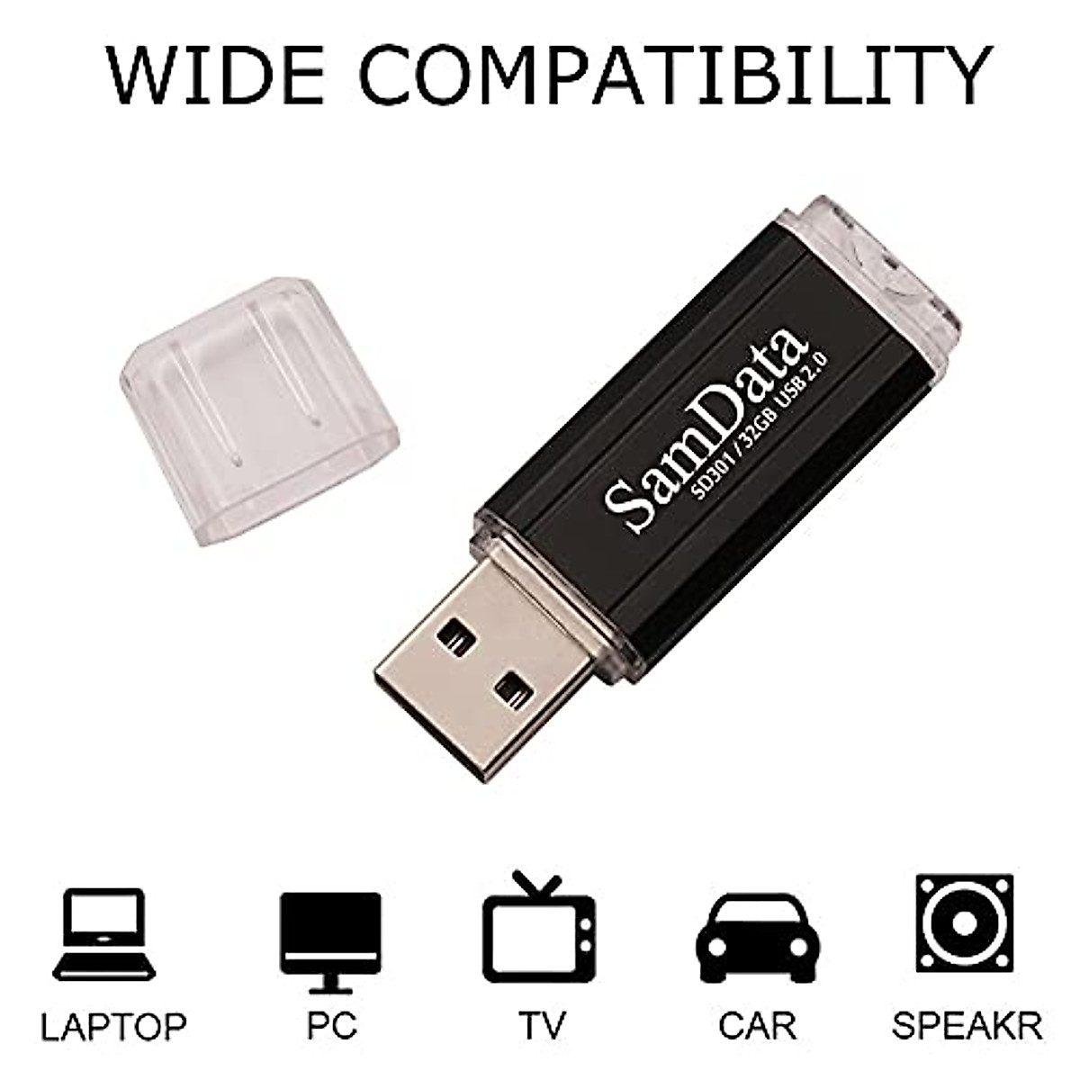 SamData 2 Pack 32GB USB 2.0 Flash Drive Thumb Drive Memory Stick Pen Drives Jump Drive for Data Storage (2Pack Black)