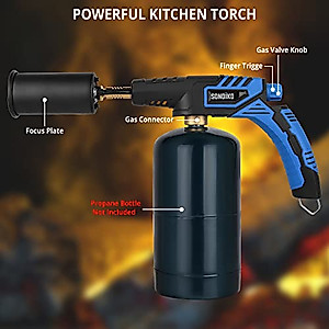 Sondiko Powerful Cooking Propane Torch Cooing Torch - Flame Thrower Fire Gun Grill Gun, Charcoal Lighter Campfire Starter(Propane Tank Not Included)