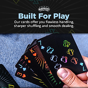 PREMIUM PLAYING CARDS, High Quality Deck of Cards, Cool Prism Gloss Ink, Best Poker Cards, Unique Bright Rainbow & Red Colors for Kids & Adults, Black Card Decks Games, Standard Size